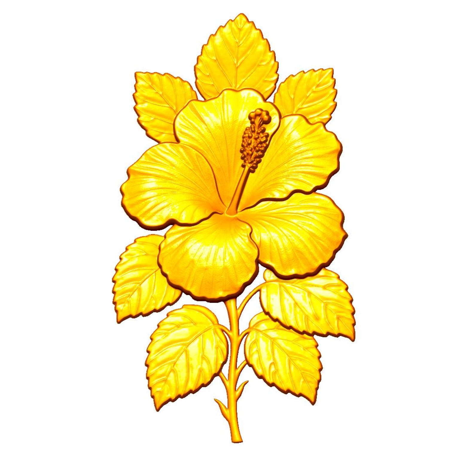 Hibiscus Flower STL Model: CNC Router, Laser Engraving, 3D Printing ...