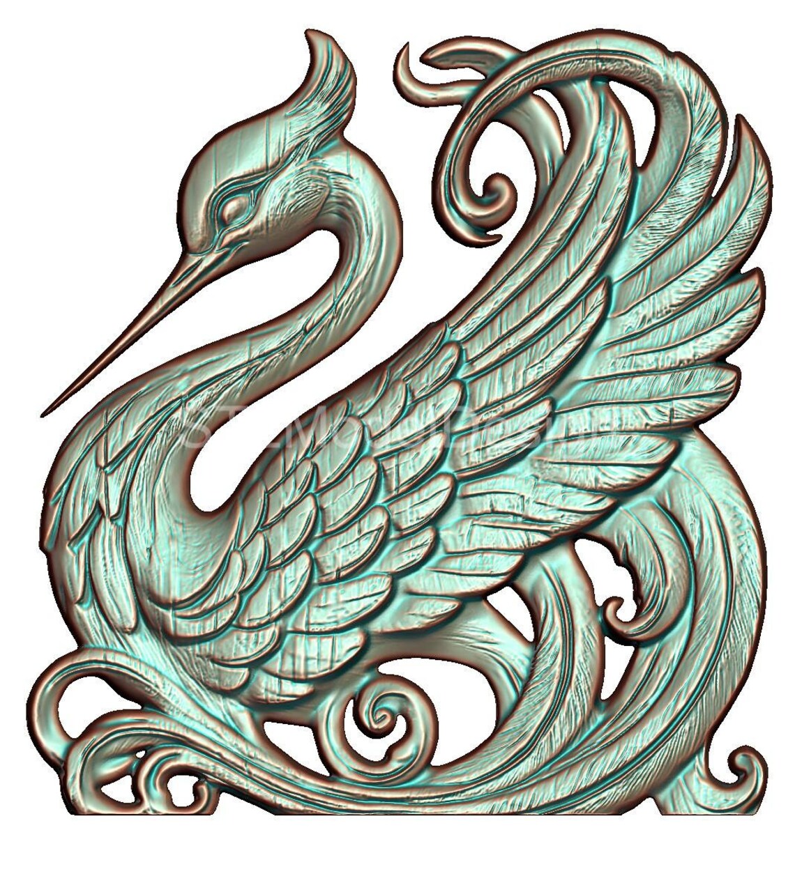 Elegant Heron Relief 3D Model STL File for CNC Router, Laser Engraving ...