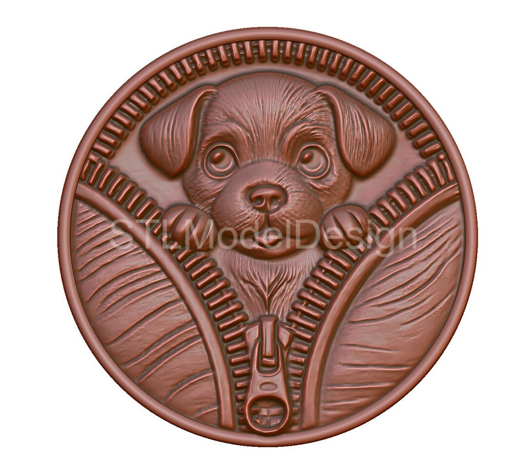 Puppy Peeking Zipper 3D Model STL File: CNC, Laser, 3D Printing ...