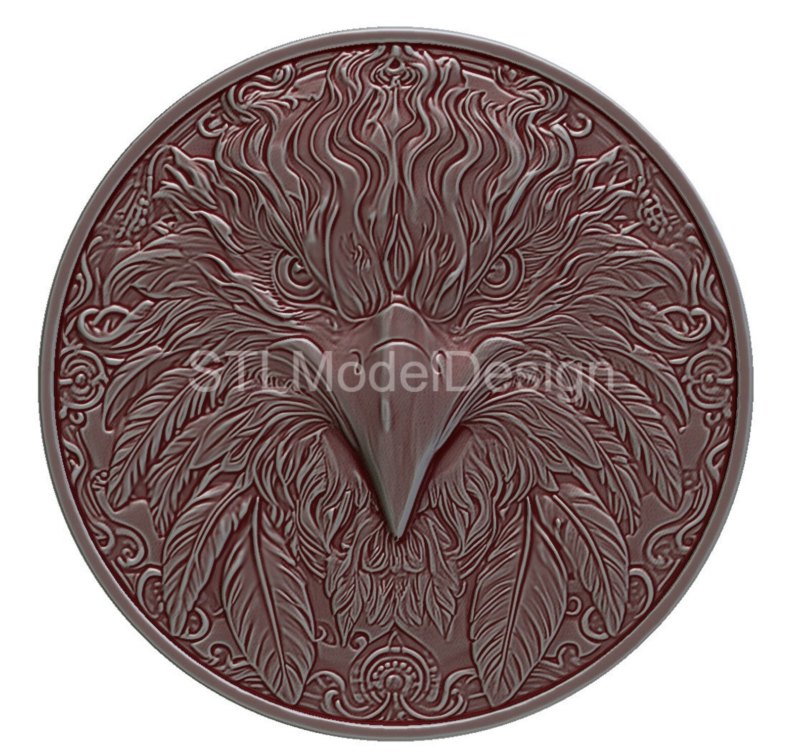 Majestic Eagle Crest Coin 3D Model STL File for CNC Router, Laser ...