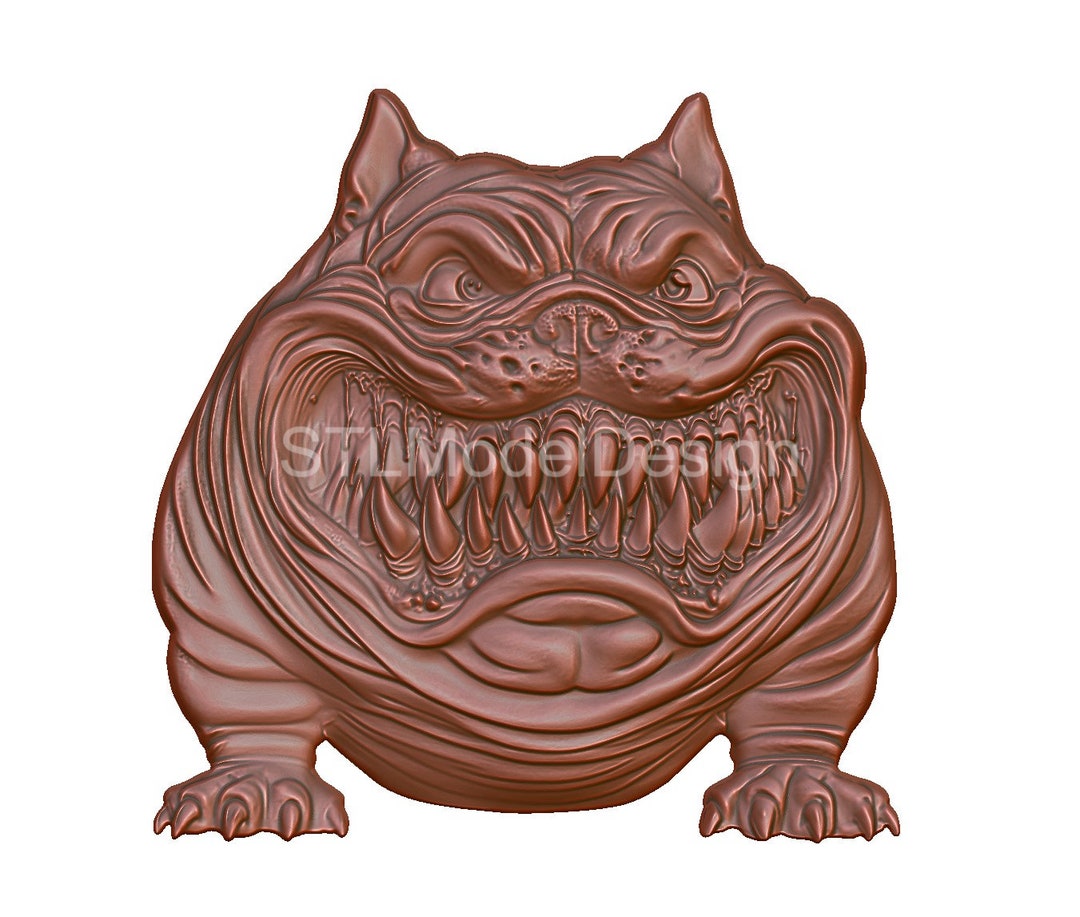 Angry Bulldog 3D Model STL File for CNC Router, Laser Engraving & 3D ...