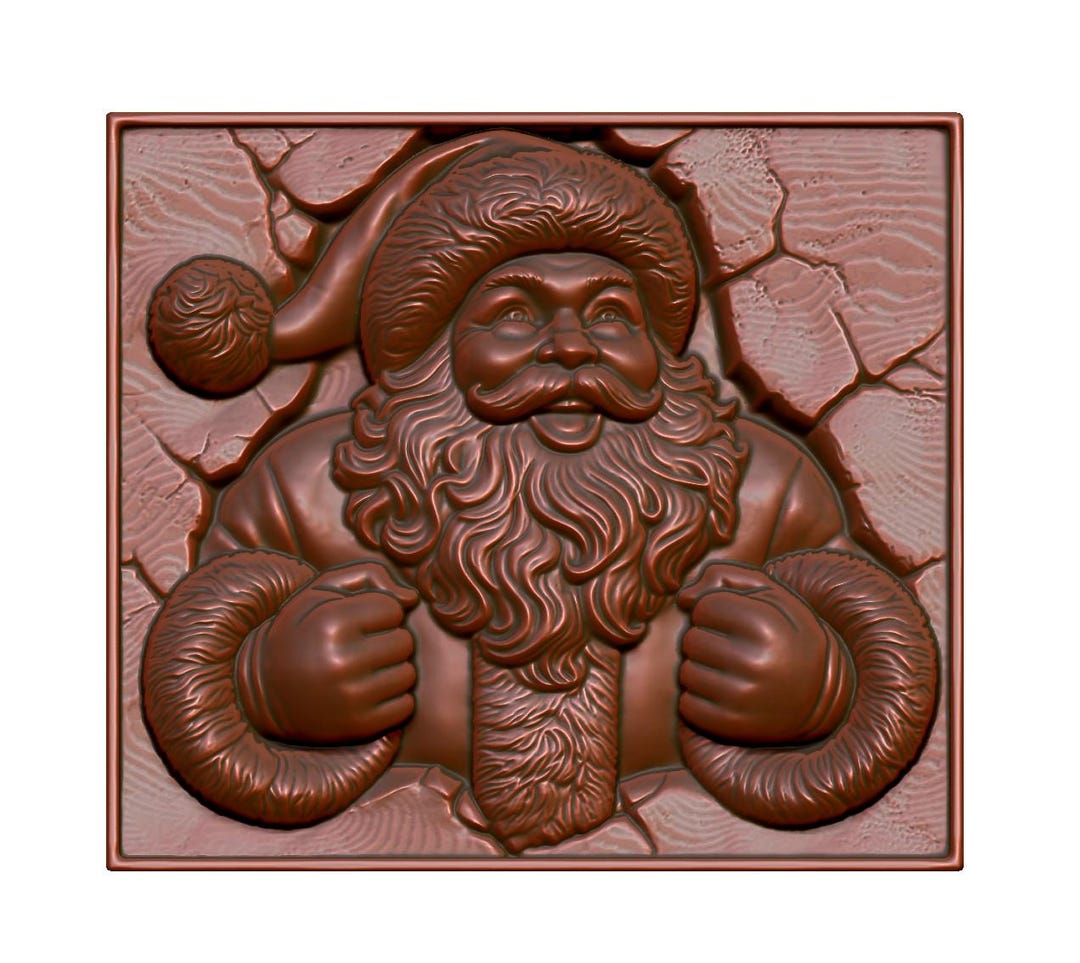 Santa Claus Breaking Wall 3D Model STL File, CNC Laser Engraving ...