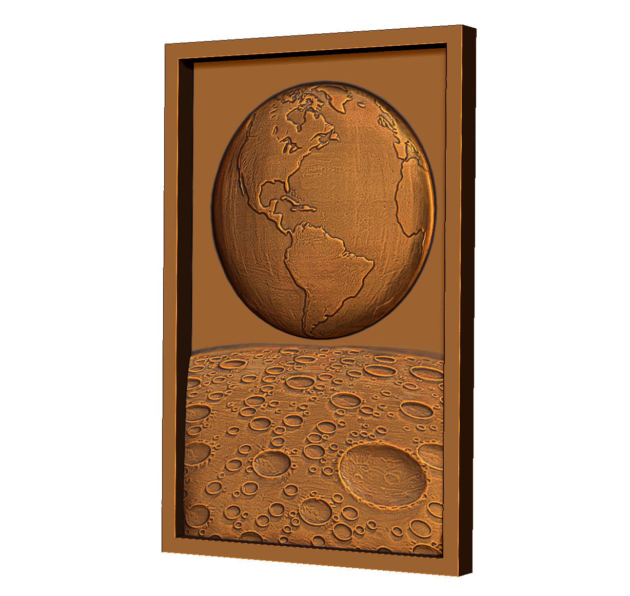 Earth and Moon 3D STL Model for CNC Router, Laser Engraving & 3D ...