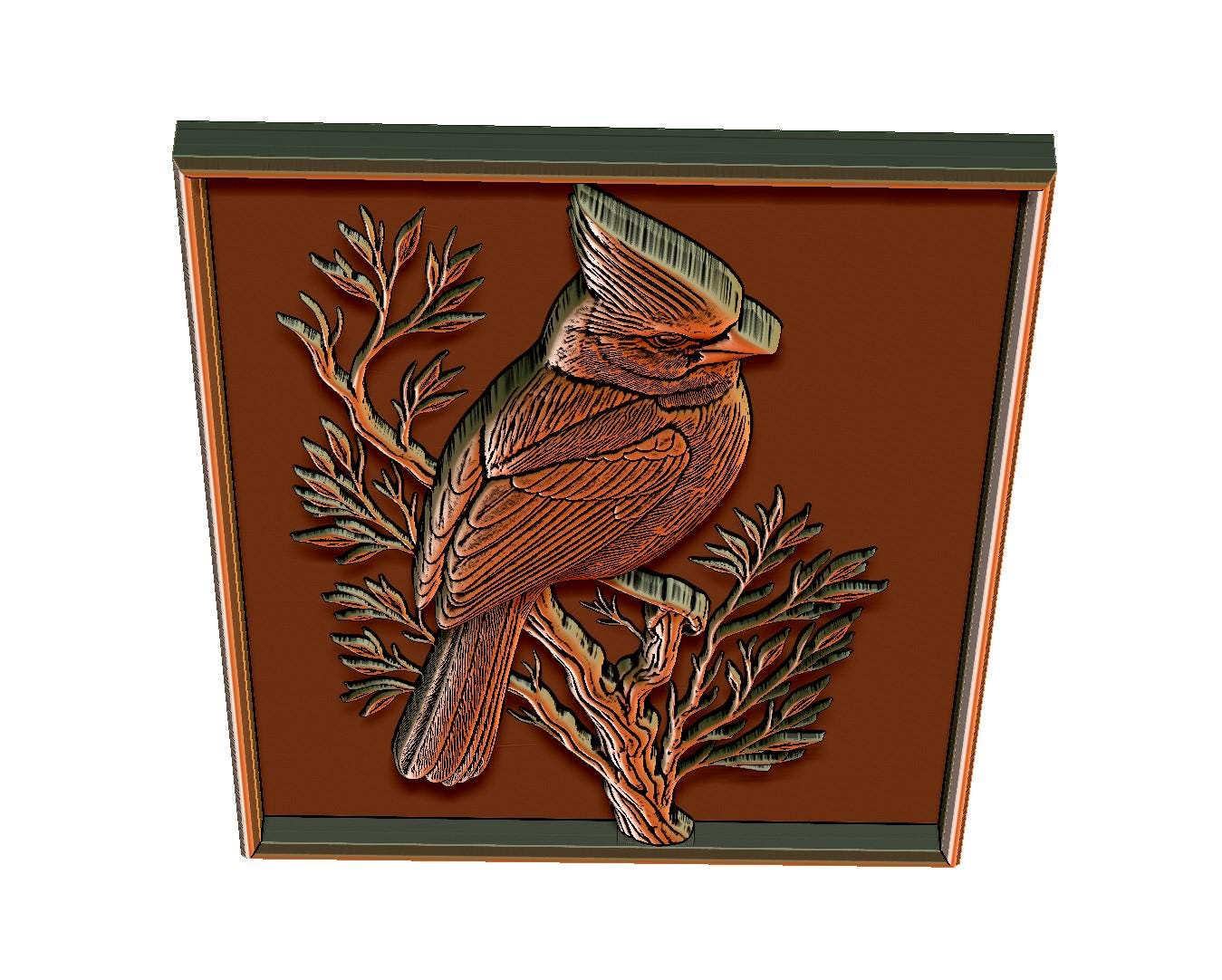 Cardinal Bird 3D Relief STL File: CNC Router, Laser, Print (digital ...