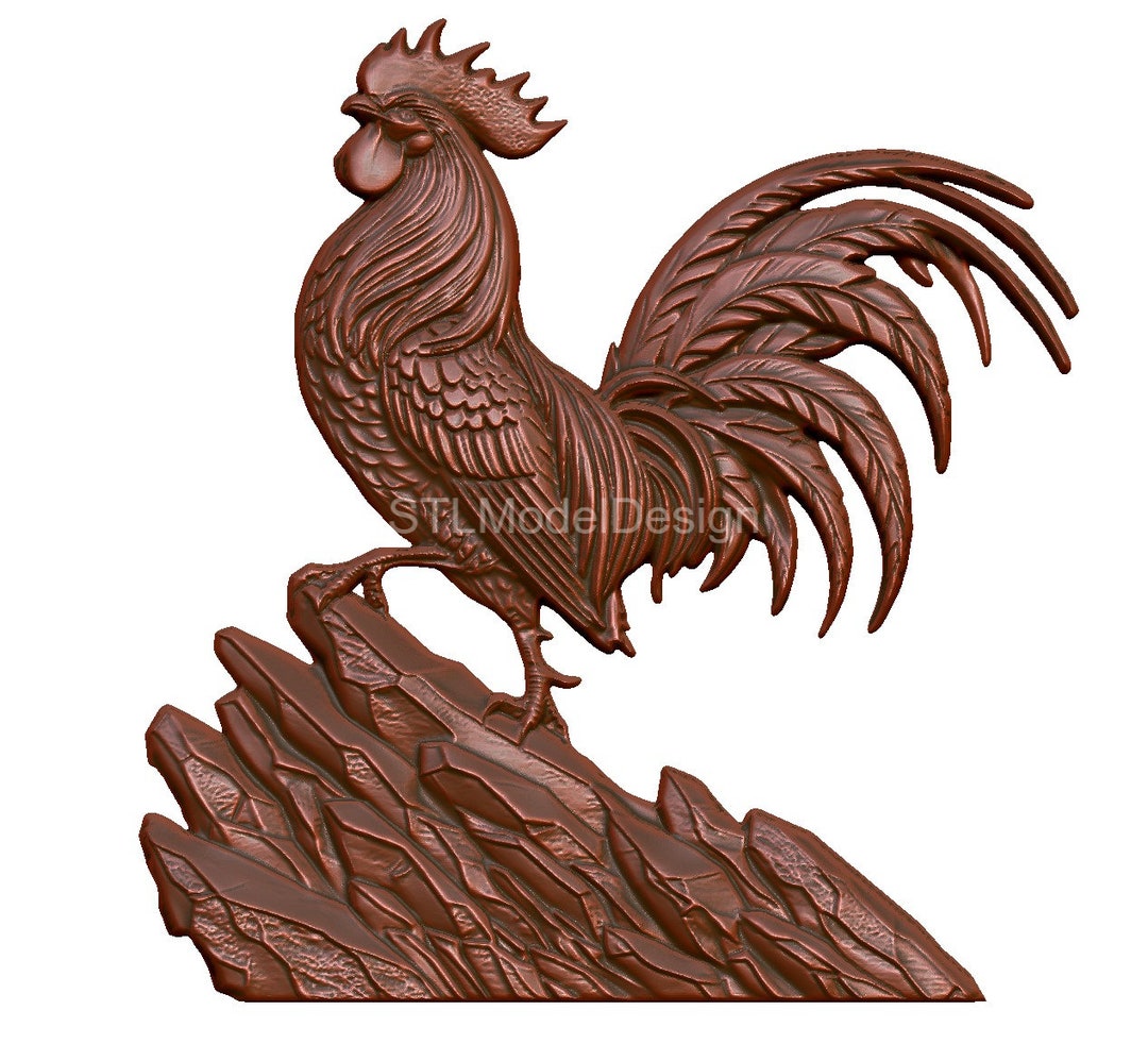 Regal Crested Rooster 3D Model STL File for CNC Router, Laser Engraving ...