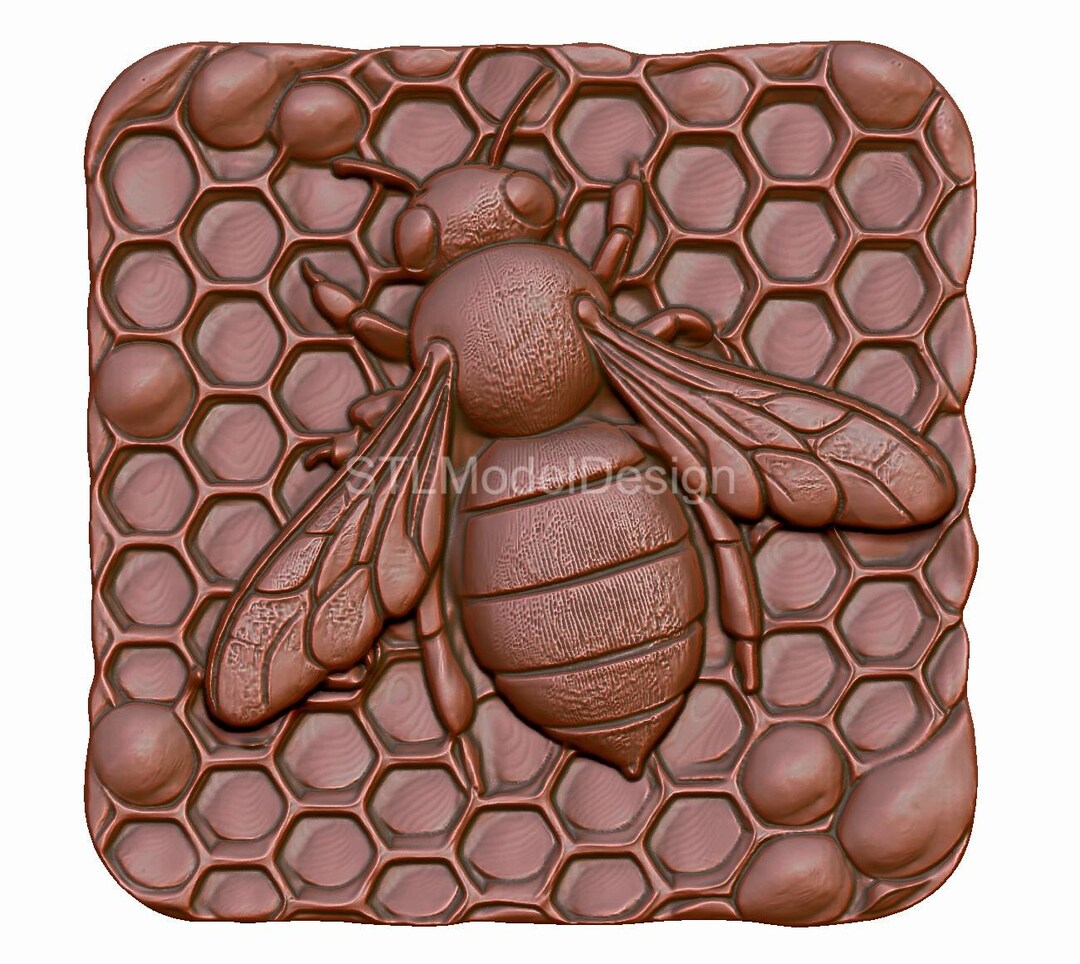 Honeybee on Honeycomb 3D Model STL File: CNC Carving & 3D Printing ...