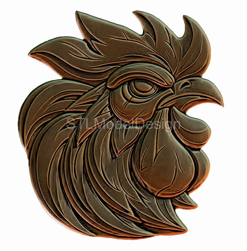 Majestic Rooster 3D Model STL File for CNC Carving & 3D Printing ...
