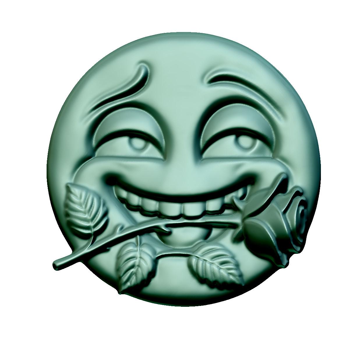 Smiling Emoji With Rose 3D Model STL File for CNC Router, Laser ...