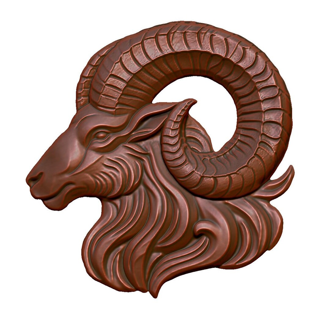 Decorative Ram Head 3D Model STL File for CNC Router, Laser Engraving ...