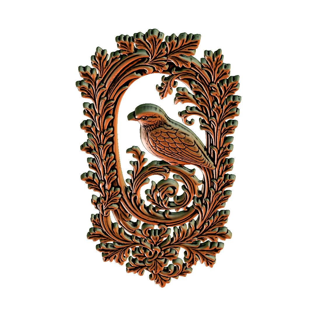 Bird & Floral Frame 3D Model: CNC Router, Laser, 3D Printing (STL File ...