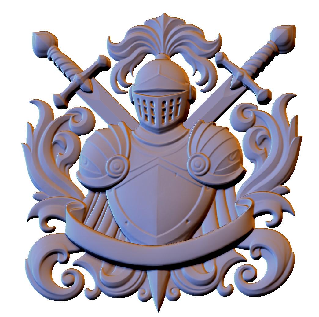 Knight Armor Swords Crest 3D STL Model: CNC Router, Laser, 3D Printing ...