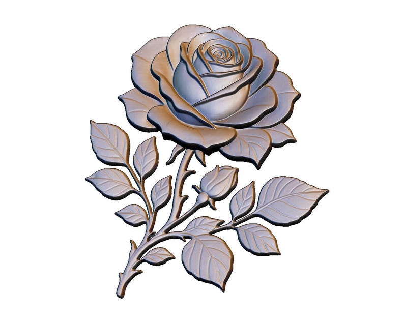 Single rose 3D STL Model for CNC Router, Laser engraving & 3d printing ...