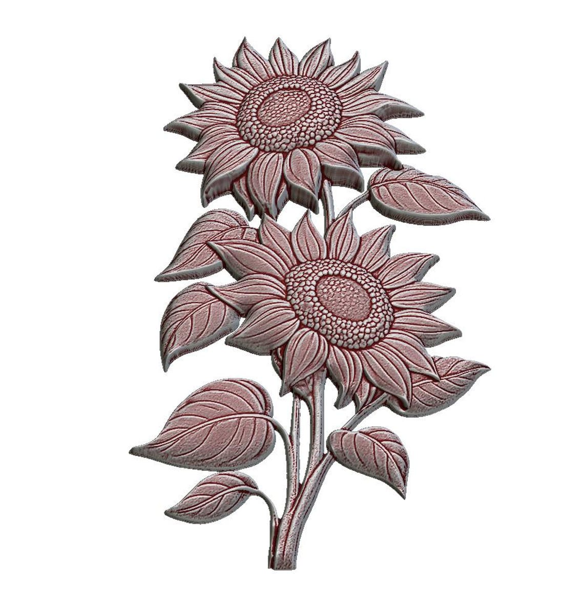 Sunflower 3D Model STL File: CNC Router, Laser Engraving, 3D Printing ...
