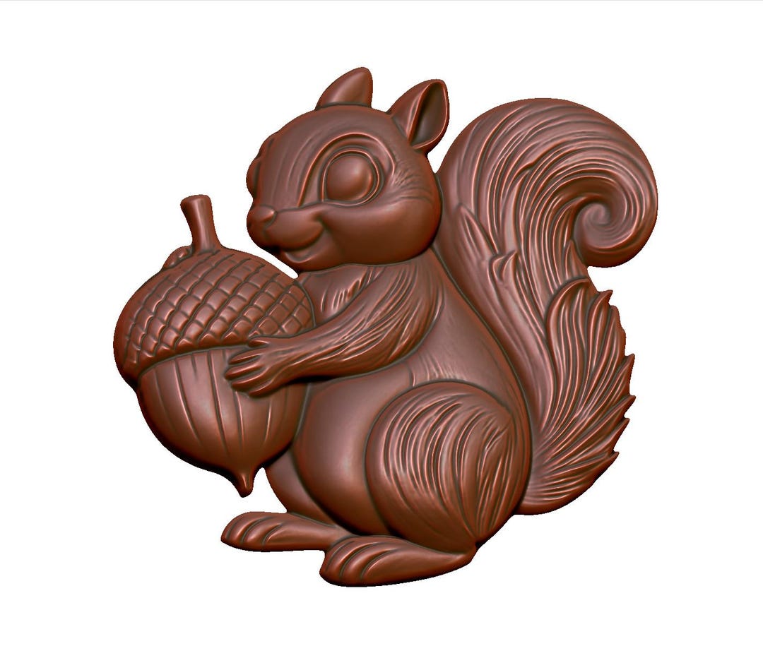Squirrel With Acorn 3D Model STL File for CNC Router, Laser Engraving ...