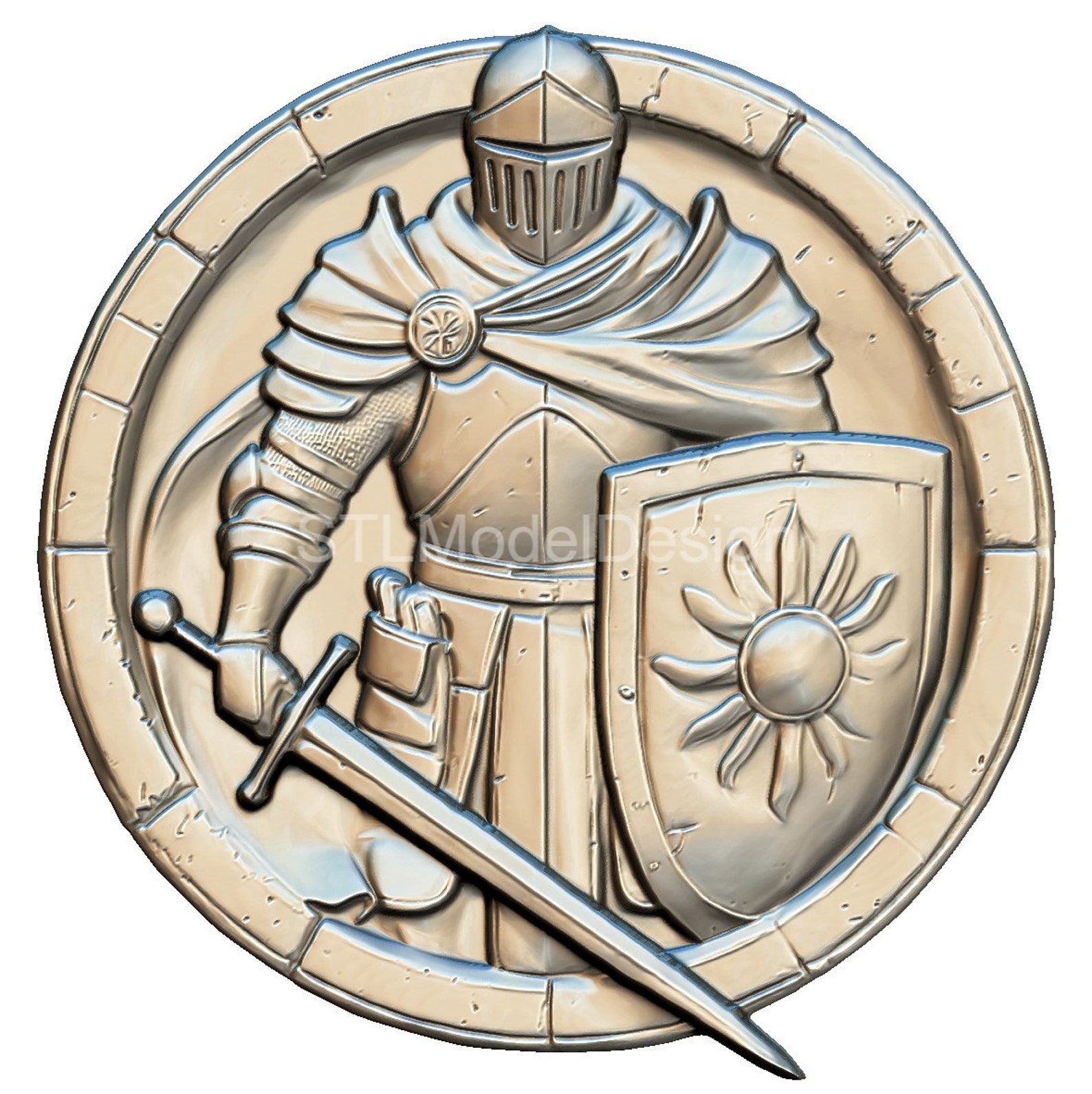 Valiant Knight Armor Relief 3D Model STL File for CNC Router, Laser ...