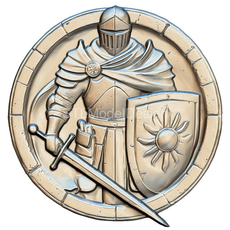Valiant Knight Armor Relief 3D Model STL File for CNC Router, Laser ...