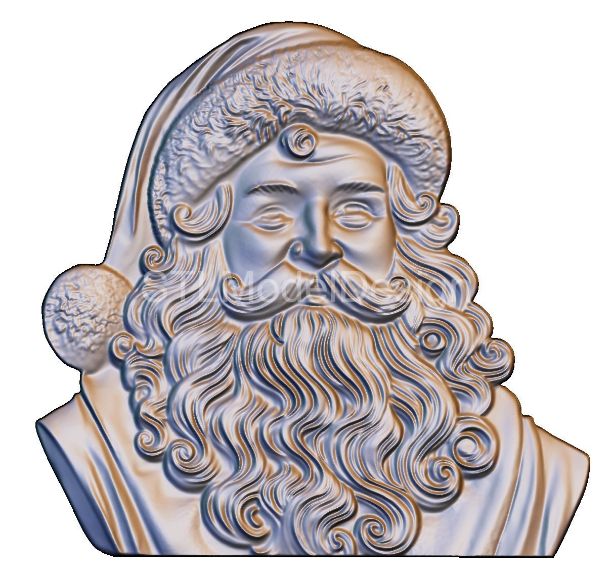 Jolly Santa 3D Model STL File for CNC Router, Laser Engraving & 3D ...