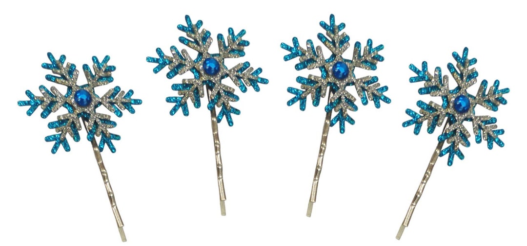 4 X Frozen Glitter Snowflake Hair Clip Bobby Pin Fashion Accessory ...