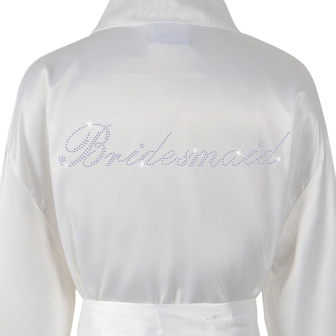 Bridesmaid Luxury Satin Crystal Bridal Bathrobe Handmade Wedding Kimono ...