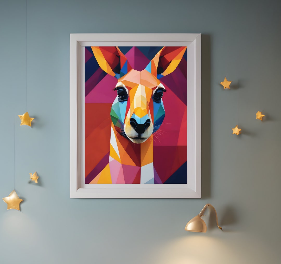 Kangaroo Wall Art Print Safari Nursery Animal Kids Room Poster Sealife ...