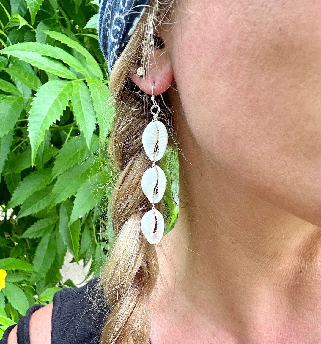 Cowrie Seashell Dangle Earrings - Beach Lover, Minimalist, Boho, Gypsy ...