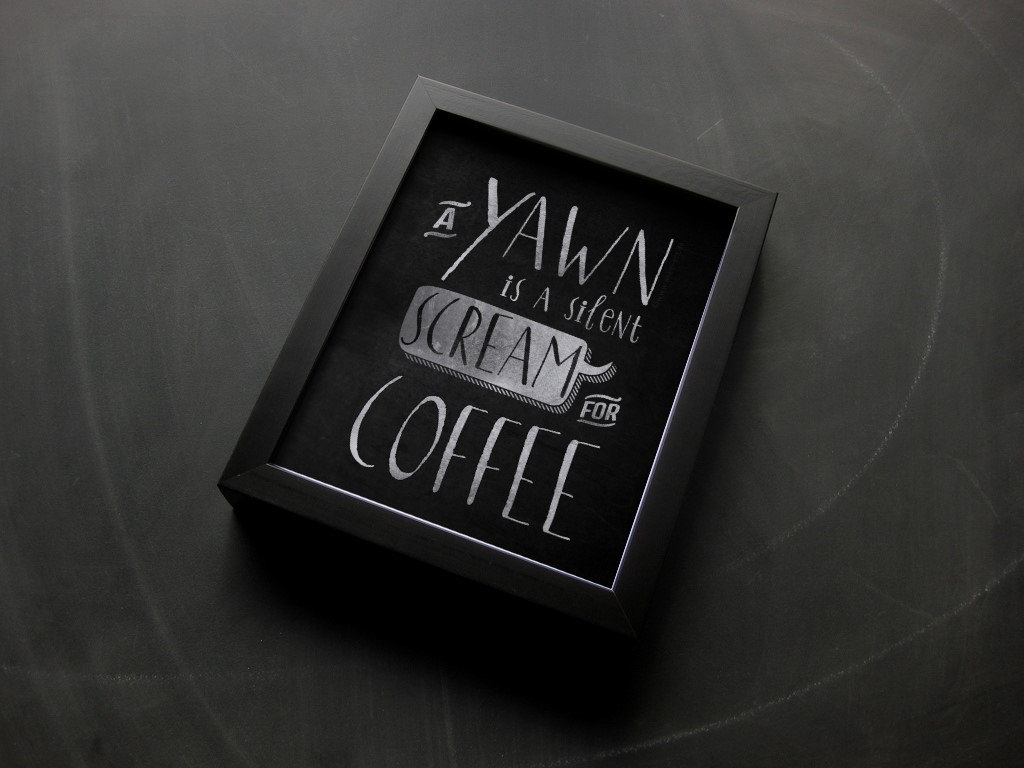 A Yawn is a Silent Scream for Coffee - Digital Typography Poster - Etsy