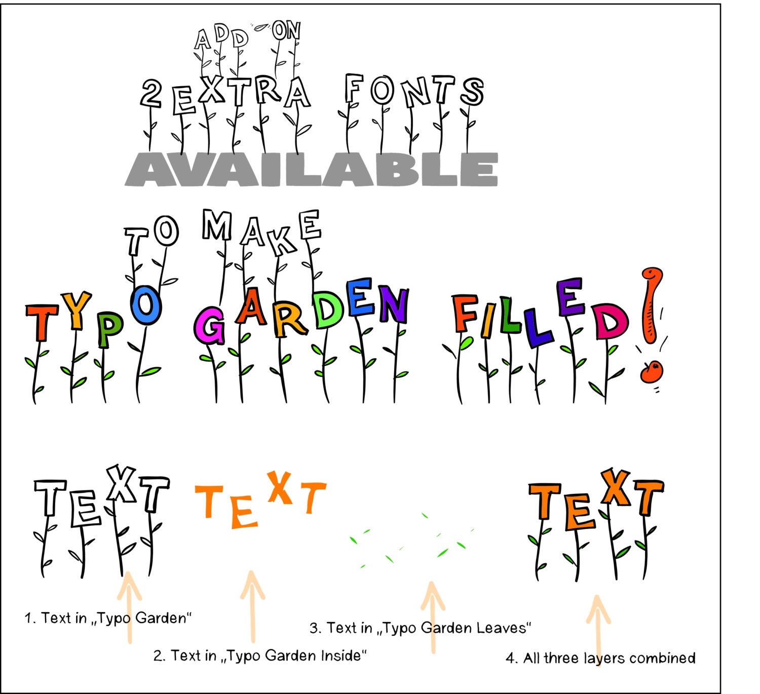 Typo Garden Truetype Font ~ Cute Flower Style - Etsy