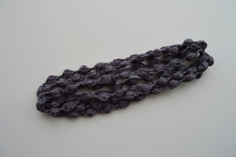 Grey Crochet Fabric Necklace Made of Colorful High Quality Cotton Yarn ...