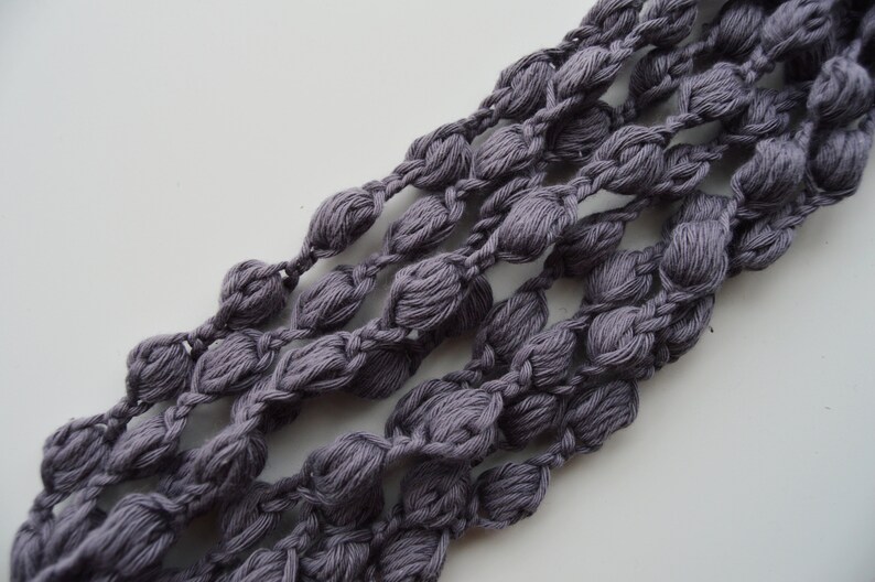 Grey Crochet Fabric Necklace Made of Colorful High Quality Cotton Yarn ...