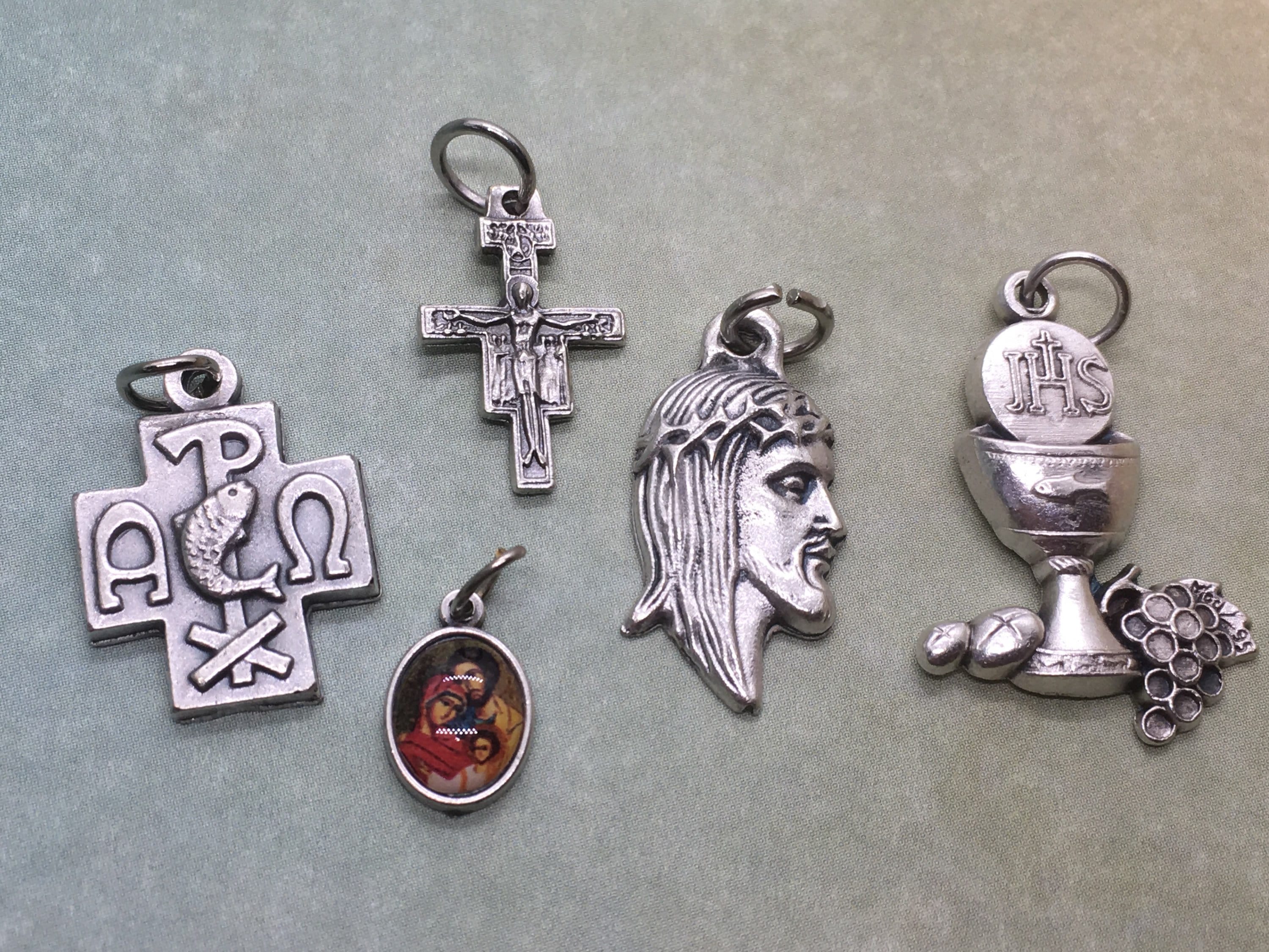 Catholic charms Eucharistic Chalice Peace Cross San | Etsy