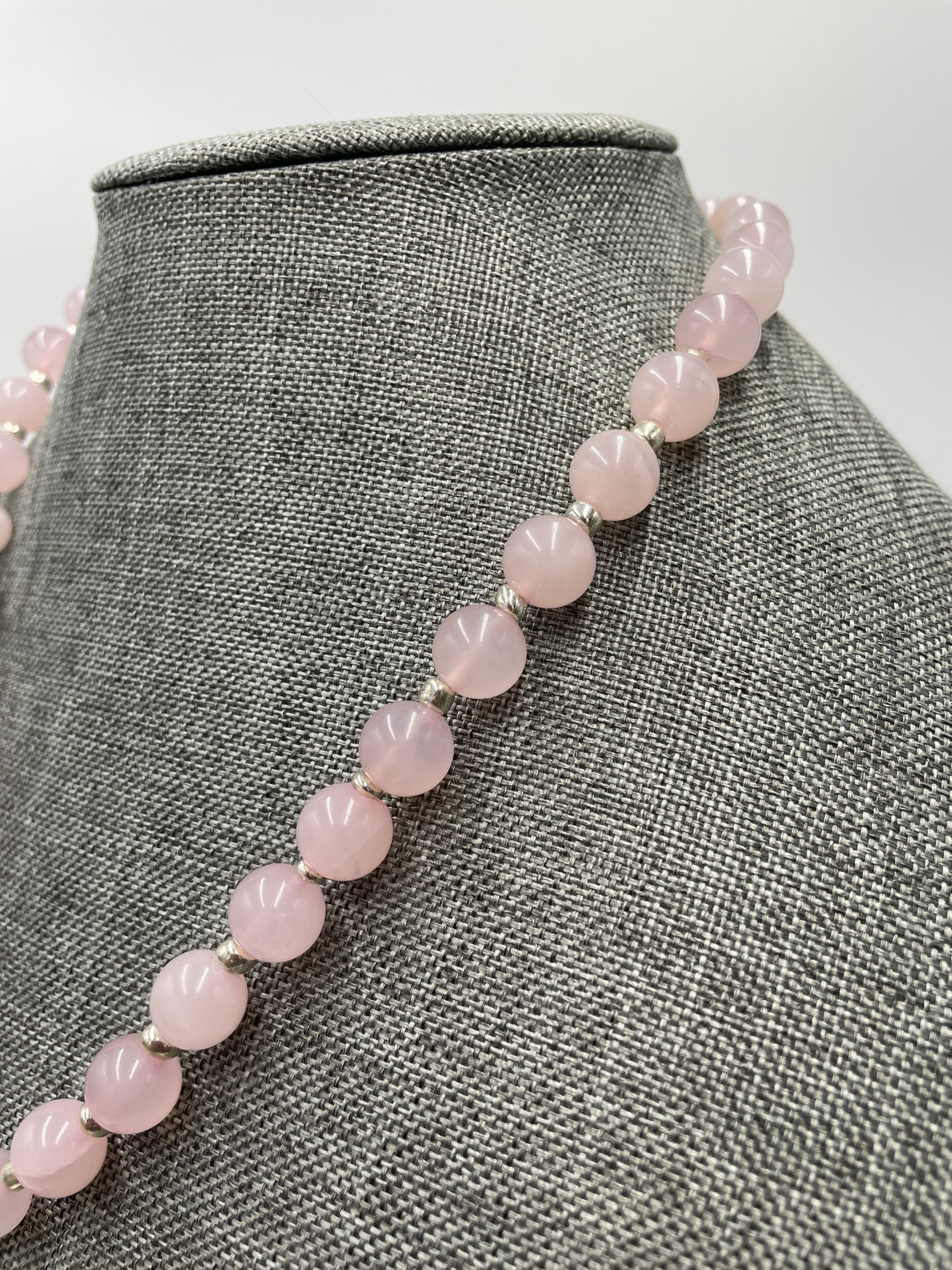 Rose Quartz Gemstones Beaded Necklace With Rose Quartz Pendant and ...