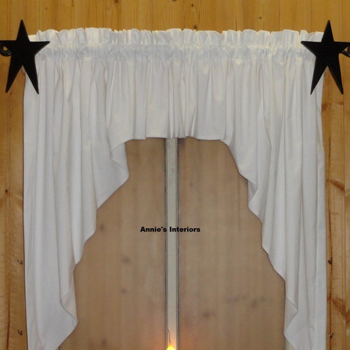 Farmhouse Primitive Country White Swag Valance Curtain - Etsy