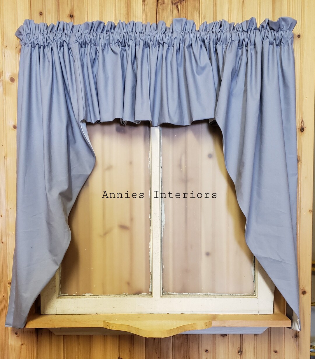 Farmhouse Country Gray Swag Valance Curtain 80" Wide 36" Long by 12 ...