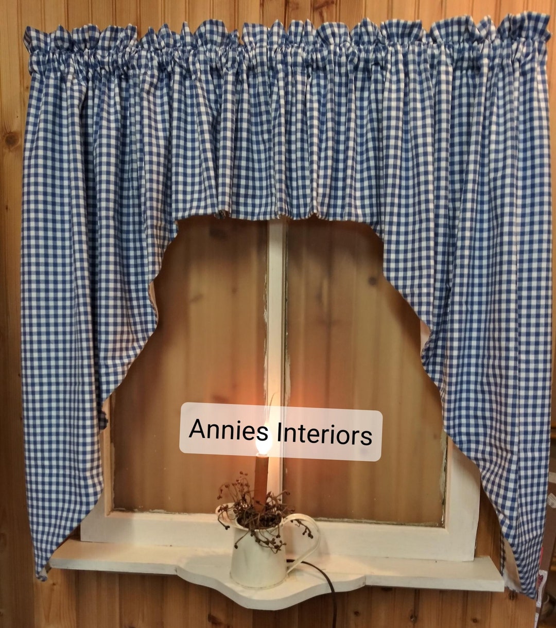 Check Gingham Navy Blue, Royal Blue, and Light Blue and White Swag ...