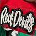 Bean Stitch Red Devils Double Stacked Script Applique Embroidery ...