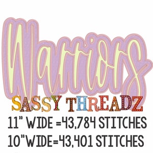 Satin Stitch Warriors Double Stacked Script Applique Embroidery ...