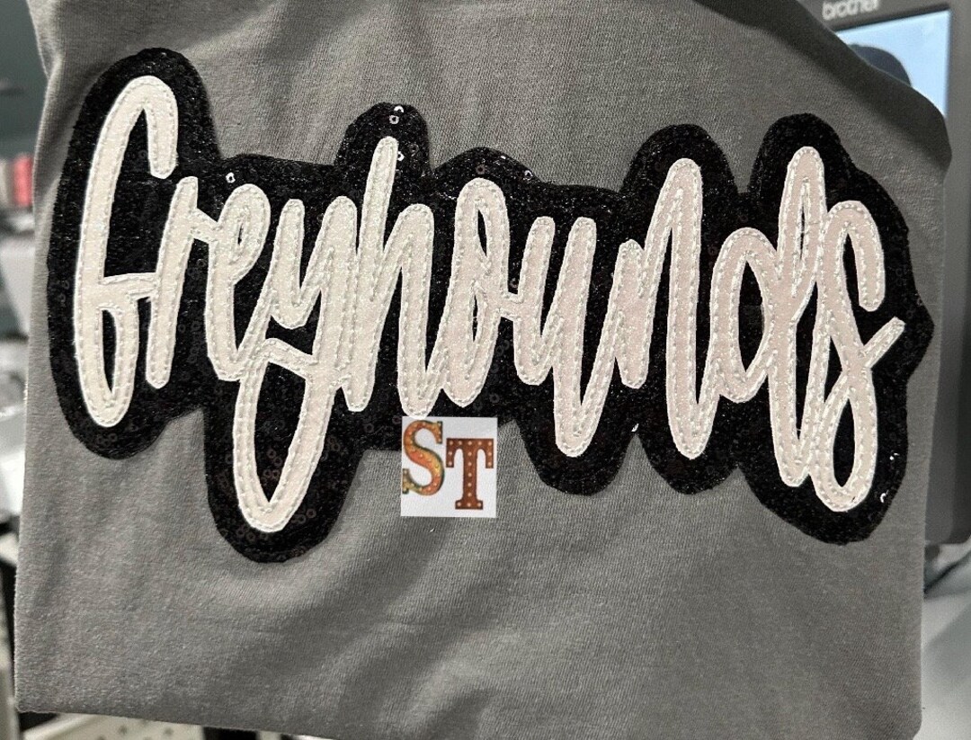 Greyhounds Double Stacked Bean Stitch Script Applique Embroidery ...