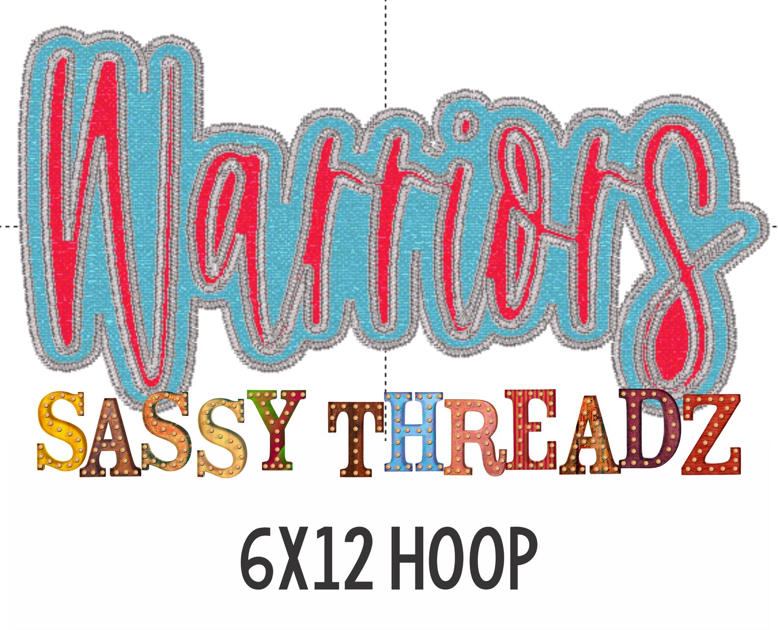 Warriors Zig Zag Double Stacked Script Applique Embroidery - Etsy