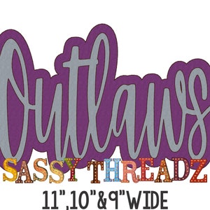 Bean Stitch Outlaws Double Stacked Script Applique Embroidery Download ...