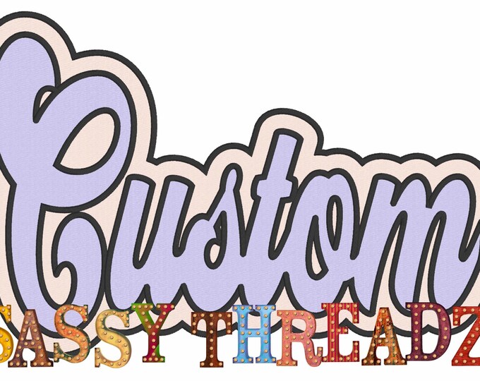 Retro Groovy Font Satin Stitch Custom Double Stacked Script Applique ...