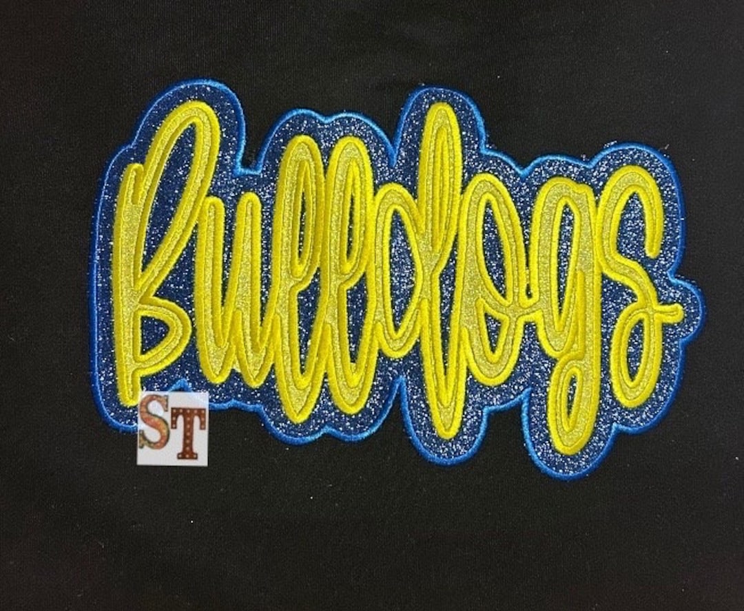 Satin Stitch Bulldogs Double Stacked Script Applique Embroidery ...