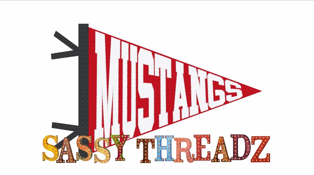 Mustangs Bean Stitch Game Day Pennant Applique Embroidery Download - Etsy