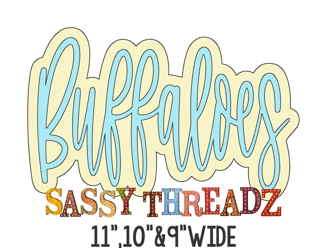 Bean Stitch Buffaloes Double Stacked Script Applique Embroidery ...