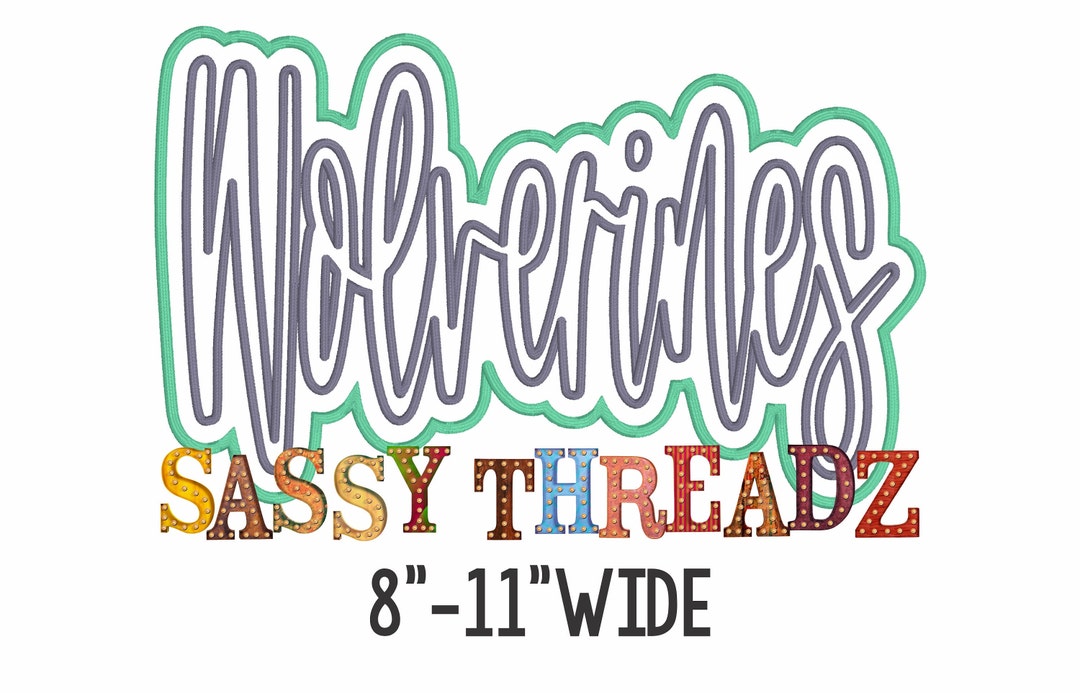 Satin Stitch Wolverines Double Stacked Script Applique Embroidery ...