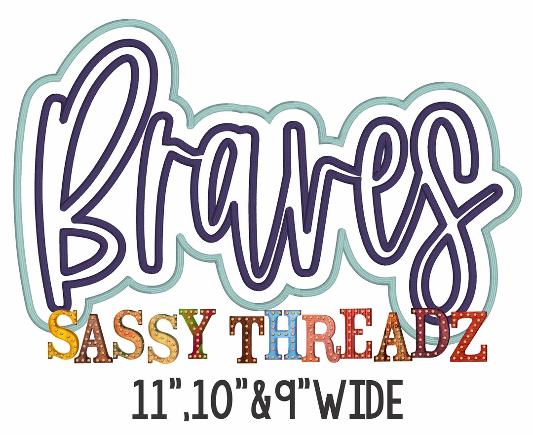 Satin Stitch Braves Double Stacked Script Applique Embroidery Download ...