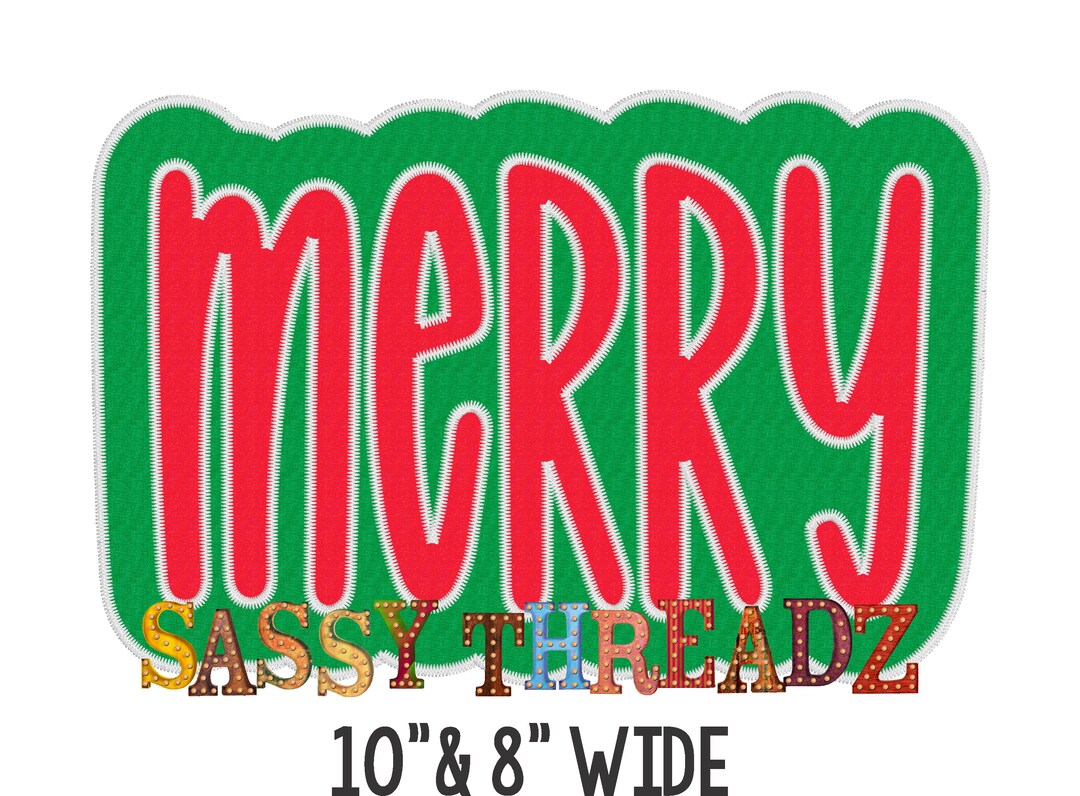 Merry Double Stacked Zig Zag Print Applique Embroidery Download - Etsy