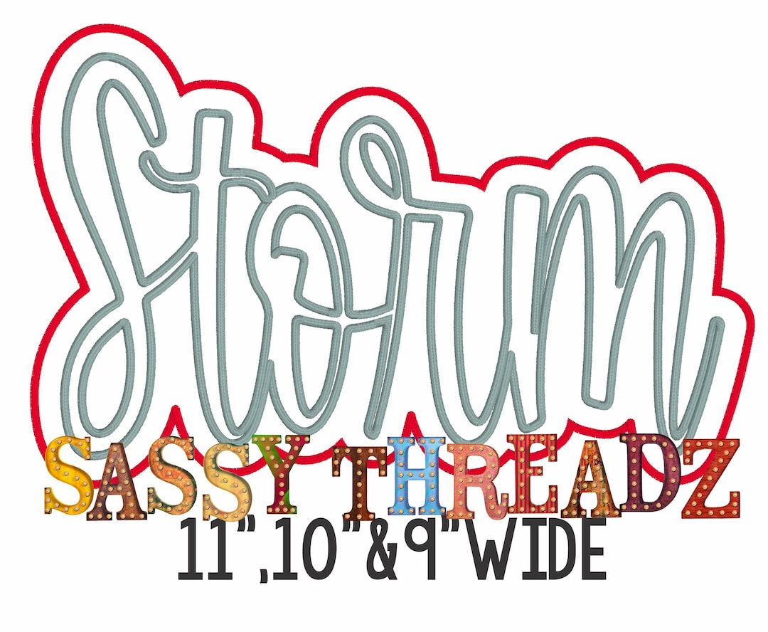 Storm Satin Stitch Double Stacked Script Applique Embroidery Download ...