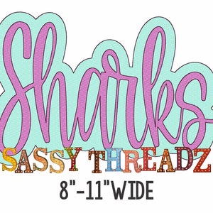 Sharks Double Stacked Bean Stitch Script Applique Embroidery Download ...