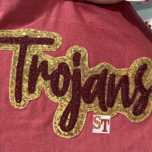 Trojans Bean Stitch Double Stacked Script Applique Embroidery Download - Etsy