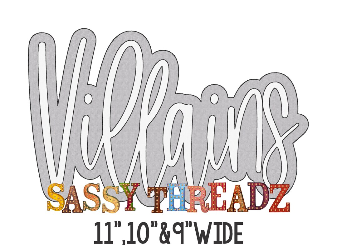 Bean Stitch Villains Bean Stitch Double Stacked Script Applique ...